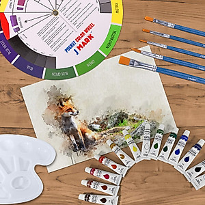 J MARK Acrylic & Watercolor Painting Kit – Complete Painting Set with Watercolor Kit, Acrylic & Watercolor Paint Tubes, Wood Easel, Watercolor Paper, Canvas Painting Kit & More