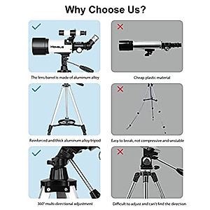 Telescope, 70mm Aperture 500mm Telescopes for Adults Astronomy & Kids Beginners, Fully Multi-Coated Travel Refractor Telescopes with Phone Adapter, Wireless Control, Astronomy Gift for Kids