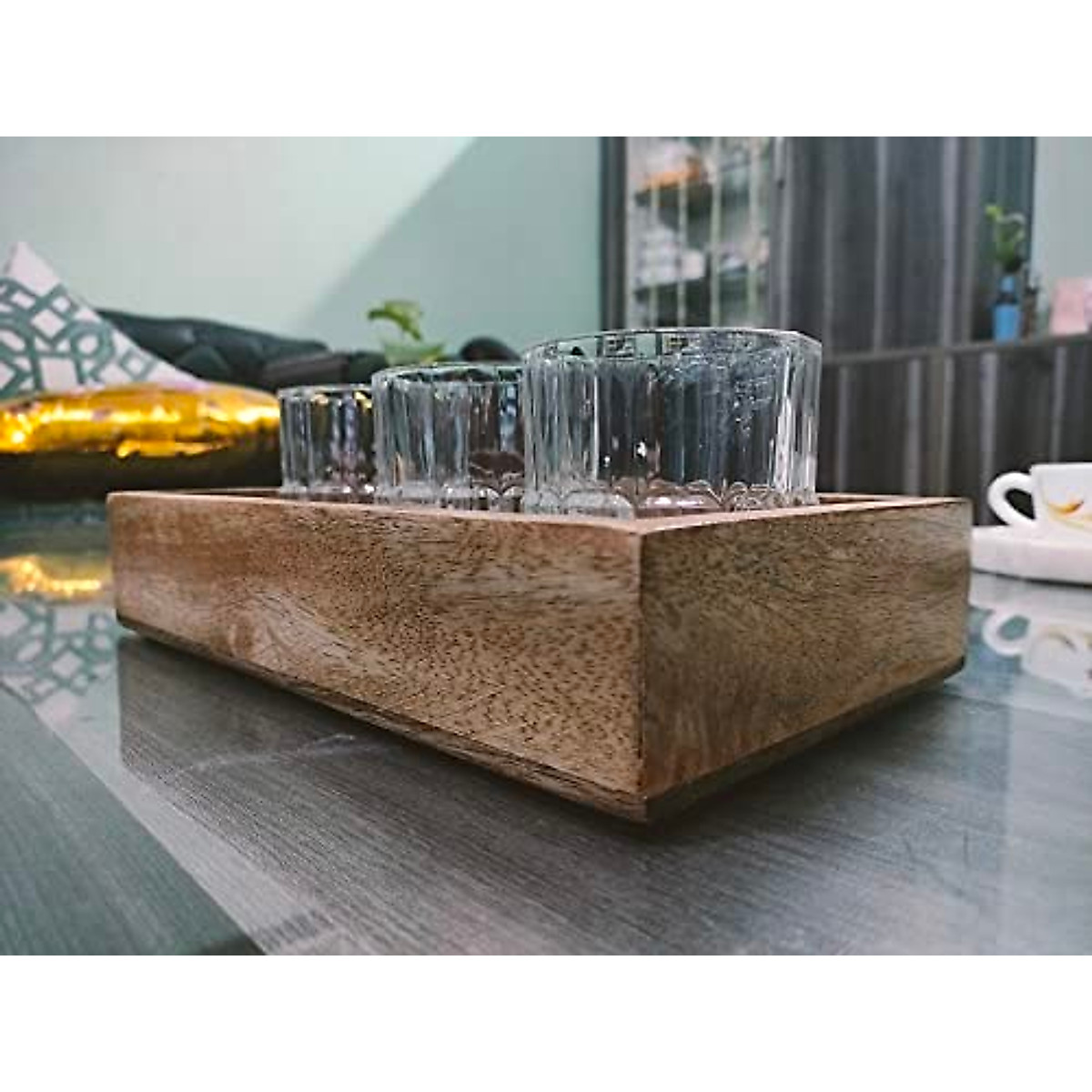 Antique Handmade Mango Wood Guest Towel Holder Vanity Tray Bathroom Accessory Trays Brown 10 x 6 inches