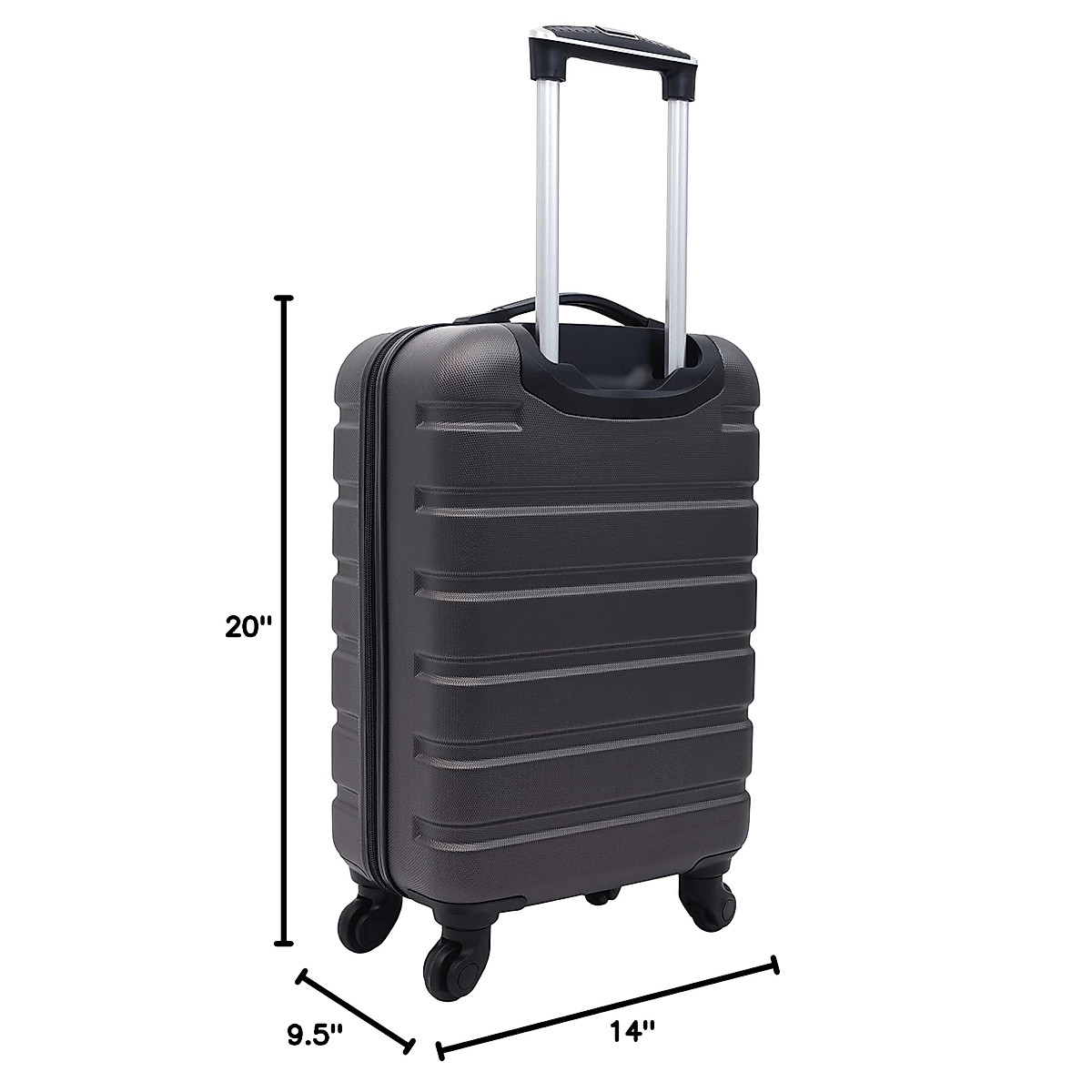 Wrangler Hardside Carry-On Spinner Luggage, Charcoal Grey, 20-Inch