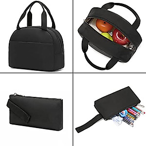 Spotted Tiger School Backpack for Girls Backpack with Lunch Box Anime Bookbag School Bag Kawaii Backpack Set for Teen Girls (Black)