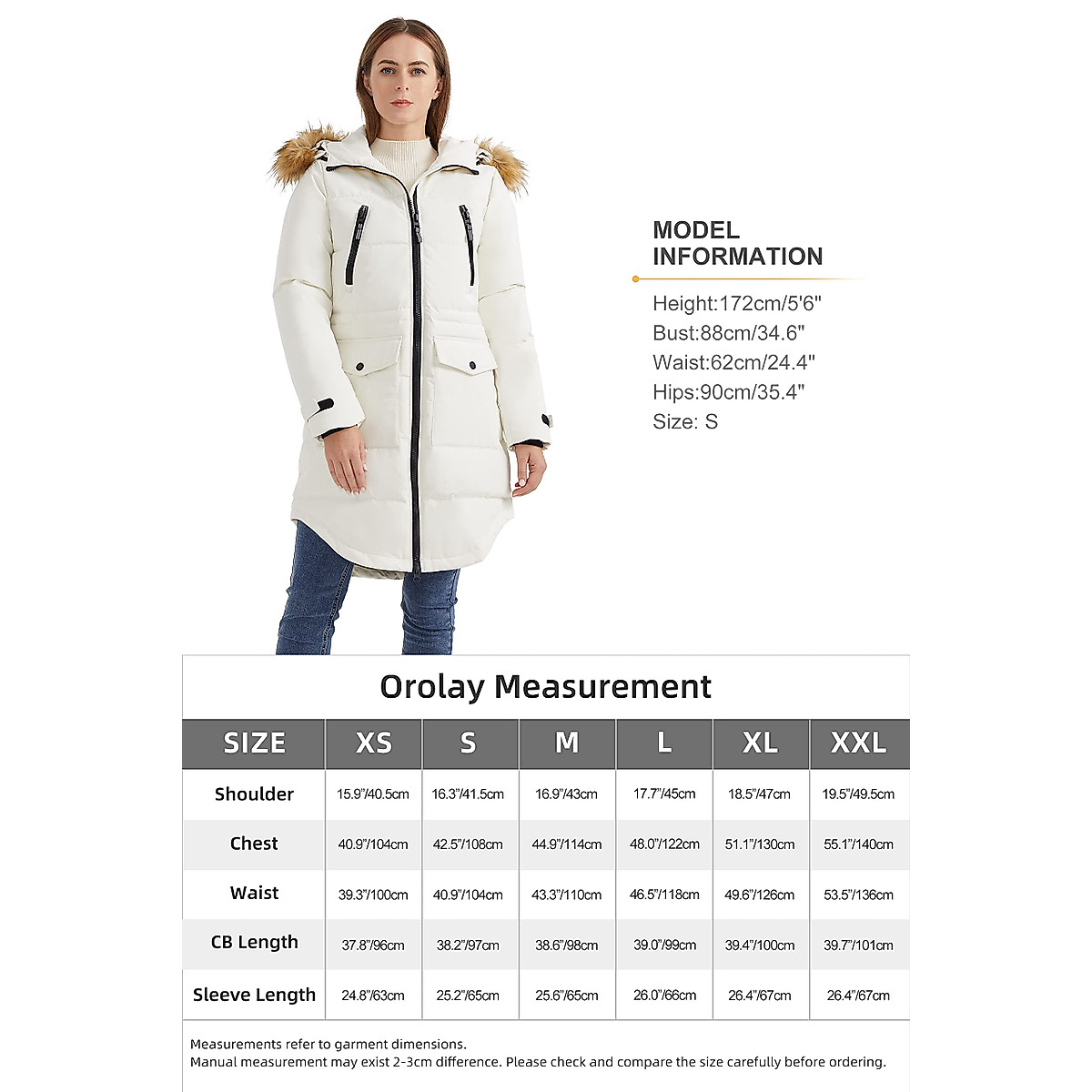 Orolay Women's Thickened Down Jacket Winter Warm Down Coat Beige