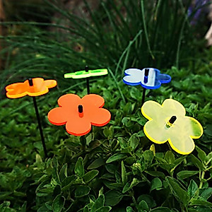 Glowing Blossom SunCatcher Garden Decor Ornaments Set of 5 Decorative Garden Stake 25cm/9.8inches high Outdoor Yard Accessory Gardeners Gift, Colour:Mixed Colours