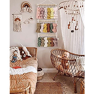 POVETIRE Baby Headband Holder, Hair Bows and Accessories Storage Organizer, Wall Hanging Decor for Nursery Toddler Girls Room (Beige-1)