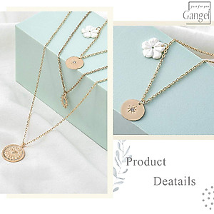 Gangel White Heishi Surfer Choker Layered Necklace Gold Flower Helios Necklace Choker Summer Pendant Jewelry for Women