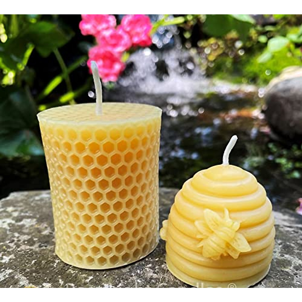 Honeybee Candle Gift Set / 100% Beeswax/Clean Burning/All Natural Candles/Pillar/Honeycomb/Bee Hive/Pure Bees Wax/Cute Votive