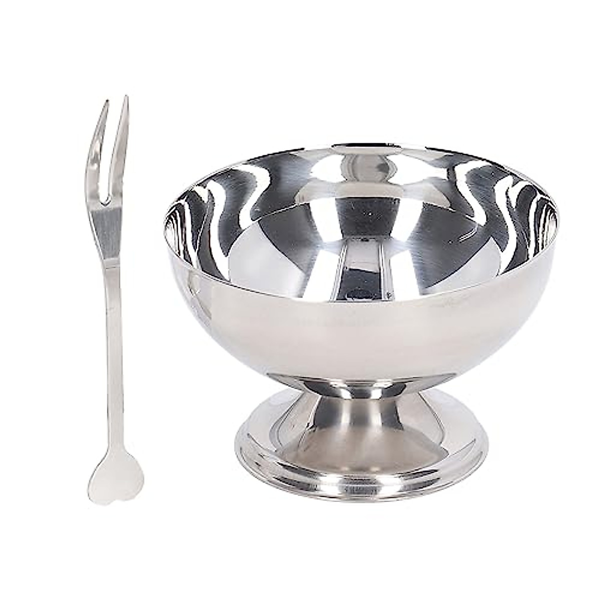 Aramox Ice Cream Bowl, Elegant Trifle Tasting Bowls Scratch Proof Stainless Steel Rust Resistant with Fork for Hotel (250ml)