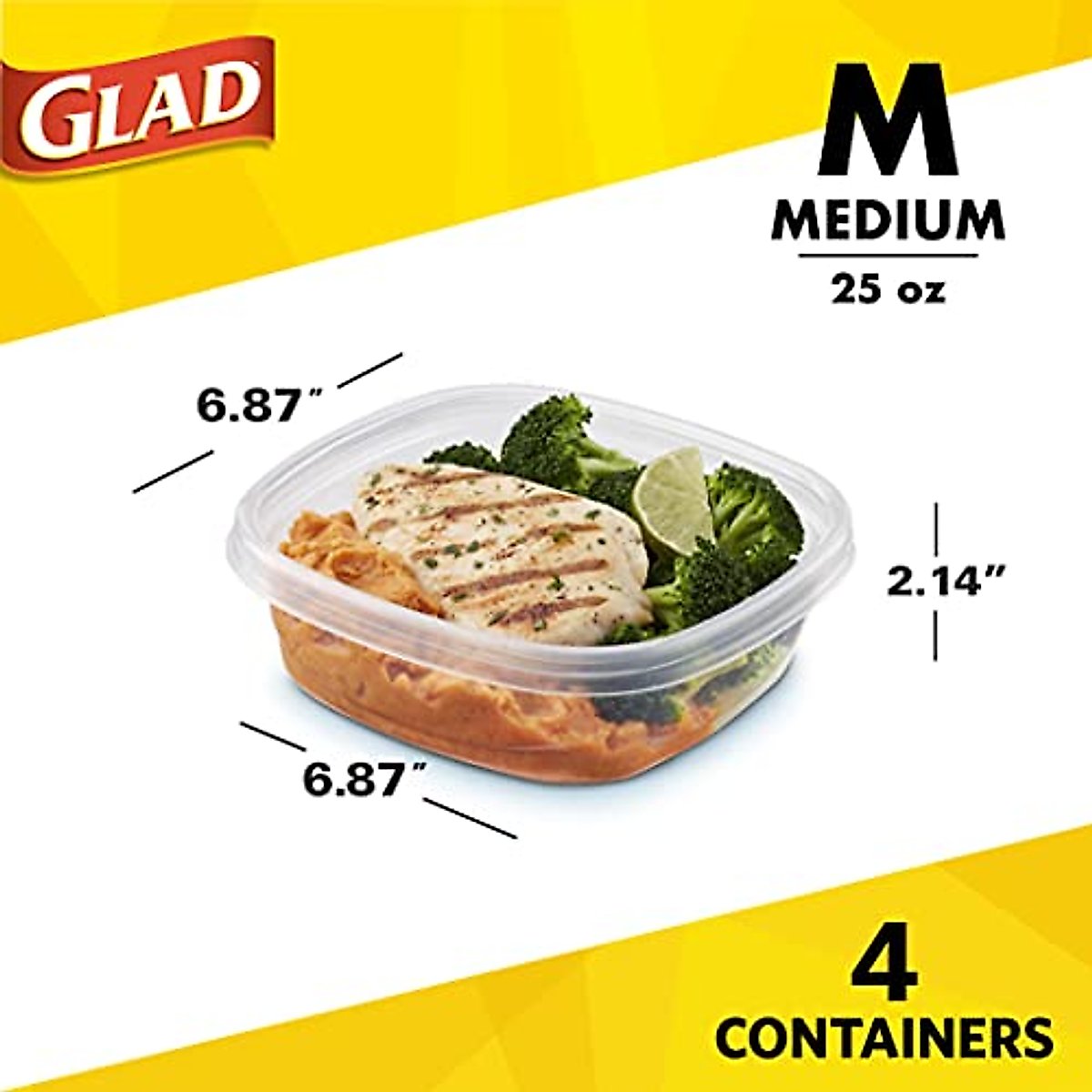 GladWare Matchware Food Storage Containers & Series Food Storage Containers, 4 Count | Strong and Durable Food Storage Food Containers for Everyday Use | Use to Store Meals, Snacks, and Desserts