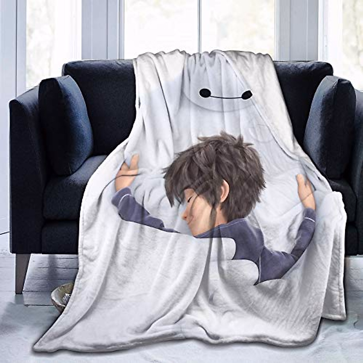 WEQDUJG White Baymax Blanket Throws Bed Queen Size Ultra Soft Micro Fleece Warm Fluffy Couch Living Room Luxury Blankets 50 x 40 in
