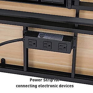 FARRAY Electric Standing Desk with Drawer, 45 x 24 Inch Adjustable Height Desk with Power Strip & USB Ports, One-Piece Top Stand Up Desk, Modern Sit Stand Desk (Oak Top + Black Frame)
