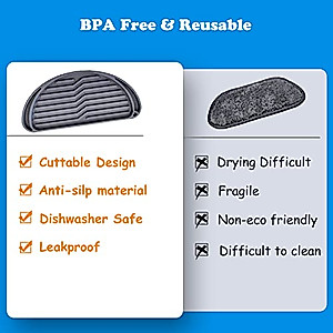 2 Pcs Refrigerator Drip Catcher Tray, Reusable Silicone Refrigerator Water Dispenser Pan, Fridge Spills Water Pad Catch Basin for Drainage (Semi-Circular, Grey)