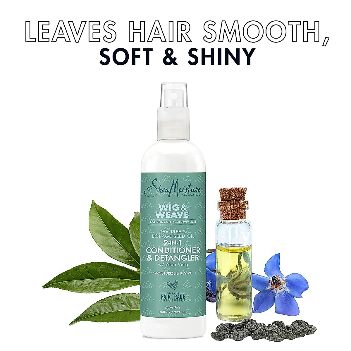 Shea Moisture Wig & Weave 3pc Bundle, Residue Remover Shampoo (13 Oz) + 2in1 Detangler Leave In Wig Conditioner (8 Oz) + Mousse (7.5Oz), Oil for Wigs, Wig Spray for Synthetic Wigs