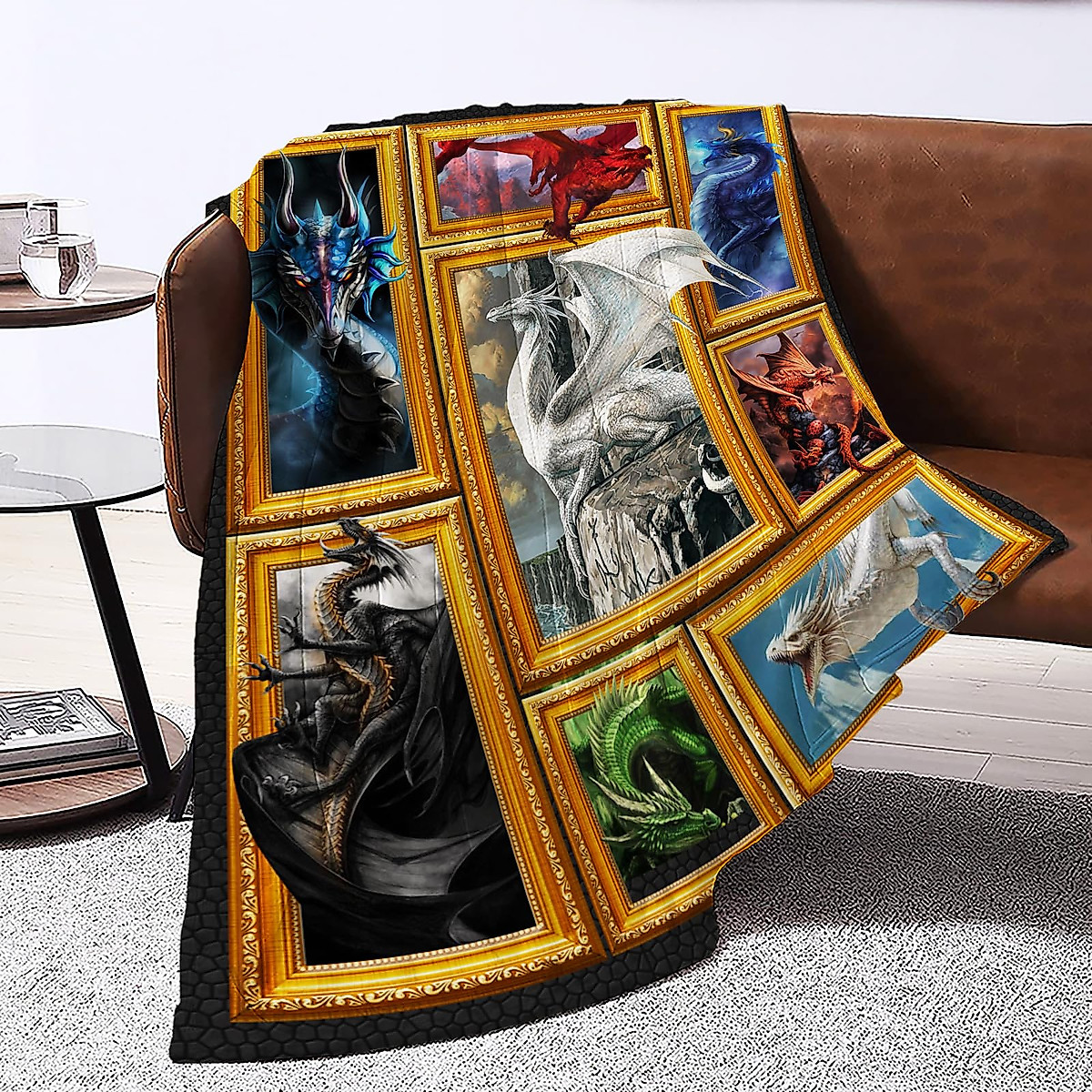 Dragon Blanket for Boys Men Dragon Throw Blanket for Kids Adults Ultra Soft Cozy Flannel Blanket for Couch Sofa ​Bed Blanket (50" x 60")