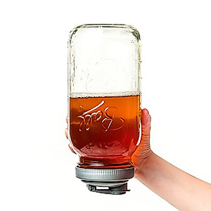 Crave Cold Brew Coffee Maker with American made Flip Cap Lid and 2 Quart Glass Mason Jar, Pour Spout, and Stainless Steel Filter. Perfect for Coffee, Tea, and Water Infusions