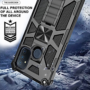 Ailiber Compatible with OnePlus Nord N100 Case with Screen Protector, for Magnetic Car Mount, Kickstand Holder, Rugged Shockproof Bumper Military Grade Armor Protective Cover 1+Nord N100-Black