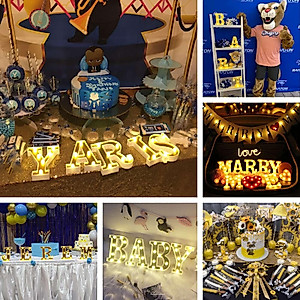 Efavormart 6" 3D Gold Marquee Letters 5 LED Light Up Letters Warm White LED Letter Lights - E