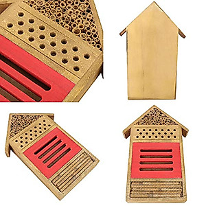 PINVNBY Insect House Natural Wooden Bee Hotel Butterfly Habitat for Gardens Ladybugs(Ladybirds), lacewings, Butterfly, Mason Bees, Solitary, Leaf Cutter & Many Other Beneficial Insects
