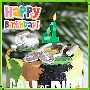 FUNCANDLE Dynamite Candles TNT Themed Birthday Candles,Green Number 7 Candles TNT Cake Toppers,Pixel Cake Candles for Boy Girl Birthday Graduation Anniversary Party Supplies Decoration