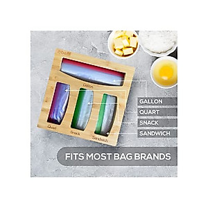 Bamboo Ziplock Bag Storage Organizer for Kitchen Drawer, Food Storage Bag Organizer Holders, Baggie Organizer | Ziplock Bag Organizer | Gallon, Quart, Snack, Sandwich and Slider Bag Dispenser