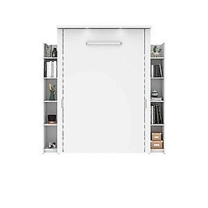 Bestar Lumina Full Murphy Bed with Shelves, Sleeping Arrangement with Storage, White