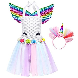DOLNOW Girls Dress up Trunk Girls Pretend Play Costumes,12pcs Role Play Set with Supergirl Unicorn Hero Costumes for Toddler Little Girls Ages 3-6yrs
