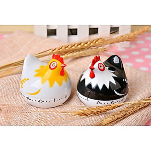 Cartoon Hen Mechanical Timers 60 Minutes Kitchen Cooking Timer Clock Loud Alarm Counters Mini Size Manual Timer for Study (Black)