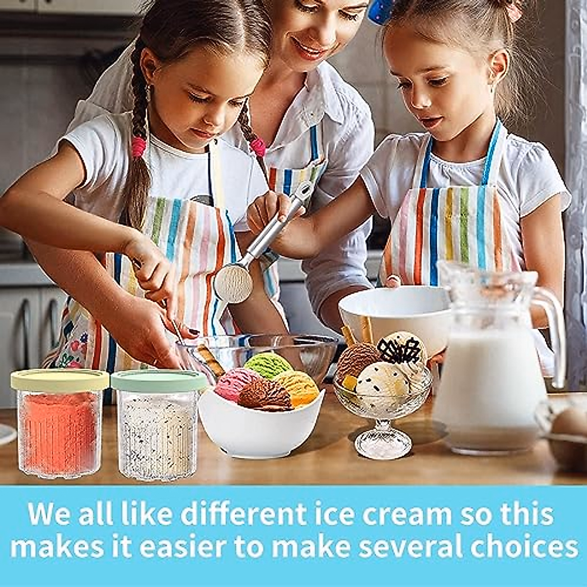 DISXENT Creami Pints and Lids, for Ninja Creamy Pints Lids,24 OZ Pint Ice Cream Containers Airtight and Leaf-Proof for NC500 NC501 Series Ice Cream Maker