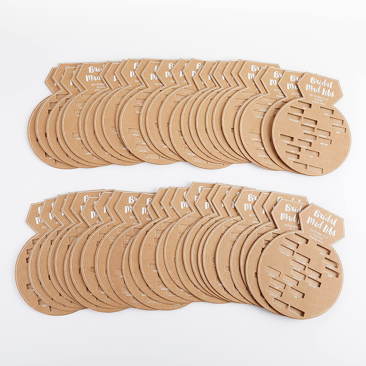 Kate Aspen 28441NA Bridal Shower Games, Ring Shaped Mad Libs Cards (Set of 50) Wedding Shower Game, Engagement Party, Bachelorette Party Game, Kraft, White