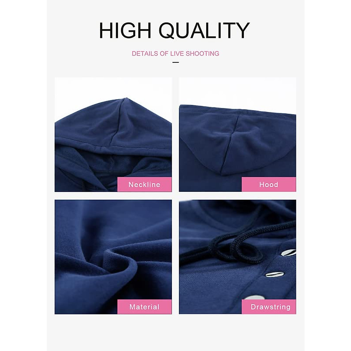 Dokotoo Womens Sweatshirt Ladies Fall Tops Drawstring Hoodies Sweatshirts for Women Long Sleeve Hooded Pullover with Pockets Button Collar Fleece Casual Basic Simple Winter Shirts Tops Blue XL