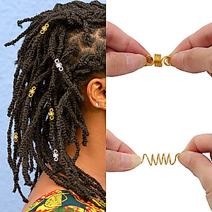 200 Pcs Loc Hair Jewelry for Braids, Metal Gold and Silver Hair Charms for Women, Hair Beads Rings Cuffs Dreadlocks Accessories Decoration