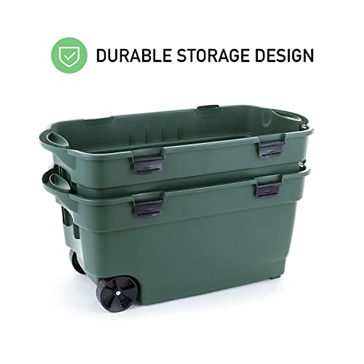 Rubbermaid ECOSense Wheeled Storage Totes, 40 Gal Pack of 2, Durable and Reusable Bins with Latching Lids for Garage or Home Organization, Made From Recycled Materials