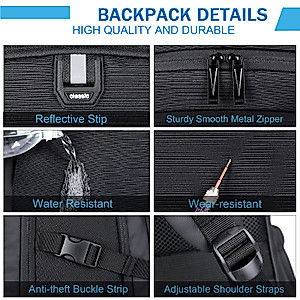 Dec-Mec Laptop Backpack,Travel/Business/ School Multi-Compartment Backpack - Anti Theft Waterproof Backpack with Charging Port for mn