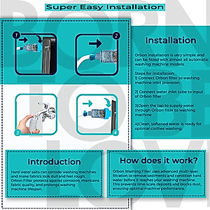 ORBON Hard Water Filter for Washing Machine | Washing Machine Inline Water Filter | Washing Machine Hose Filter | 3/4" BSP Thread | With Teflon Tape | For Fully Automatic Washing Machines | 1 Unit