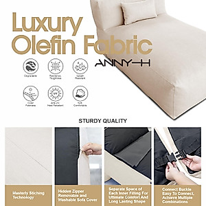 Dineli Modern ANNY-H Lounge Chair Outdoor Furniture Sectional Conversation Set. Creating a Unique Patio Garden Modular Contemporary Sofa (Light Beige)