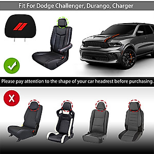 YOSRTER Headrest Covers for Dodge Charger Challenger Durango Accessories Soft Black Fabric Head Rest Cover Universal Fit to All Car/Truck Models 2 Pack（Red Trim）