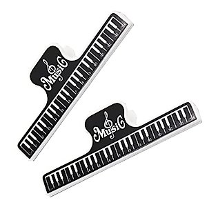 Havamoasa 2Pcs Music Book Clip Plastic Sheet Music Holders Page Marker Clips File Clips for Shops Home Office and School Black
