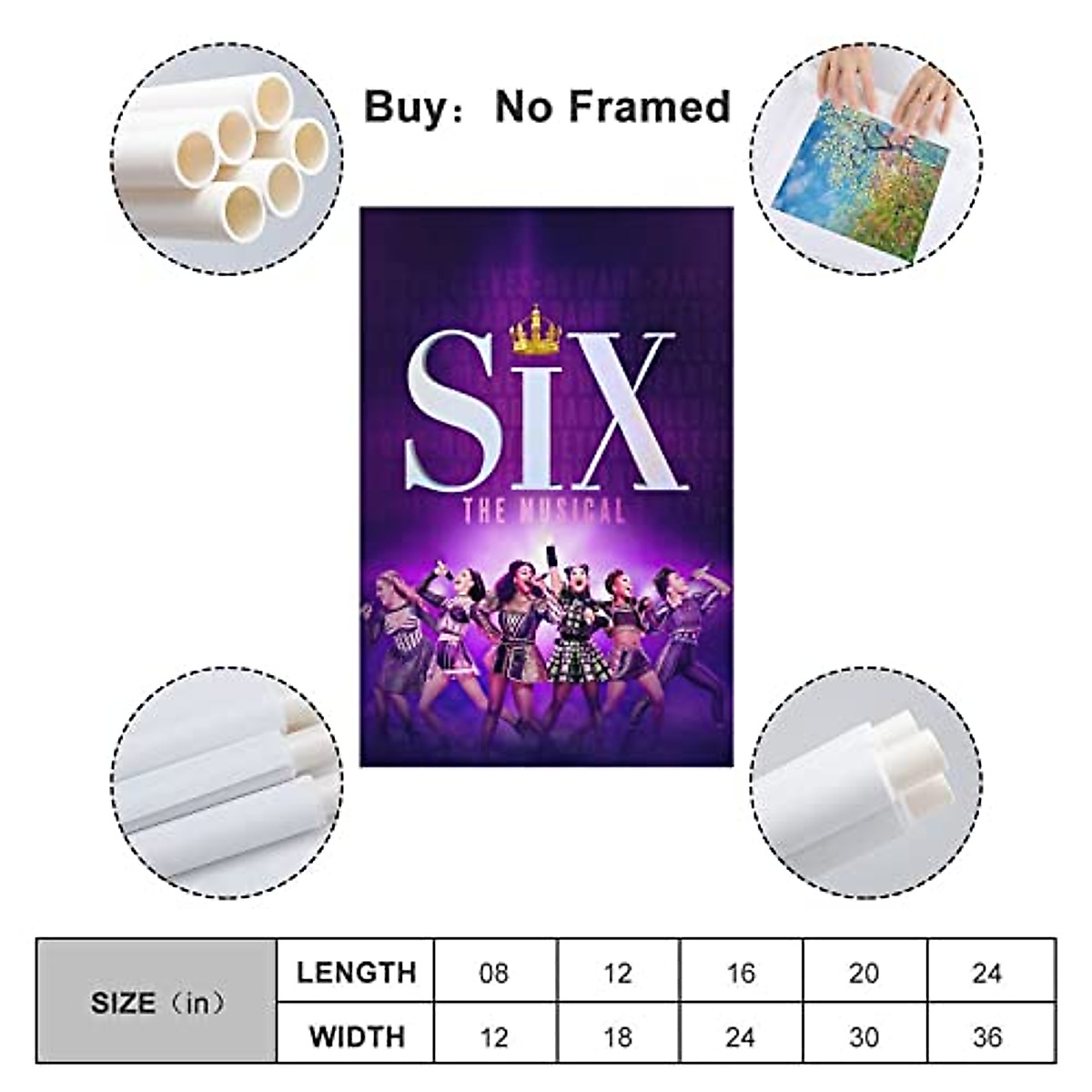GRYEC The Six Poster Six The Musical Poster Band Poster Poster Decorative Painting Canvas Wall Posters and Art Picture Print Modern Family Bedroom Decor Posters 12x18inch(30x45cm)