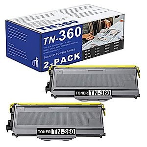 2 Pack TN-360 TN360 Black Toner Cartridge Replacement for Brother HL-2120 2125 2140 2150 2150N 2170 2170W MFC-7040 7345DN 7345N 7440 7320 7340 7440N 7840 7840W DCP-7030 7040 7045N Printer.