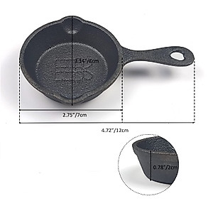 HAWOK Cast Iron Mini Skillet with wishing card gift bag DIA. 2.75 inch Set of 6 Black…