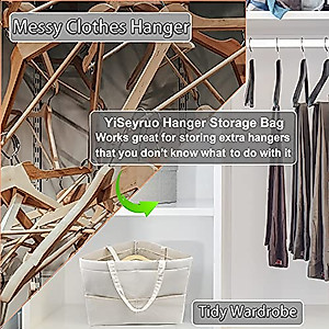 YiSeyruo Hanger Storage Bag for Adult Hanger: Hanger Triangle Bag for Closet Tidier Space Saving Hanger Storage Organizer Holder | Hanger Stacker Hamper for Wardrobes Laundry Rooms (L)