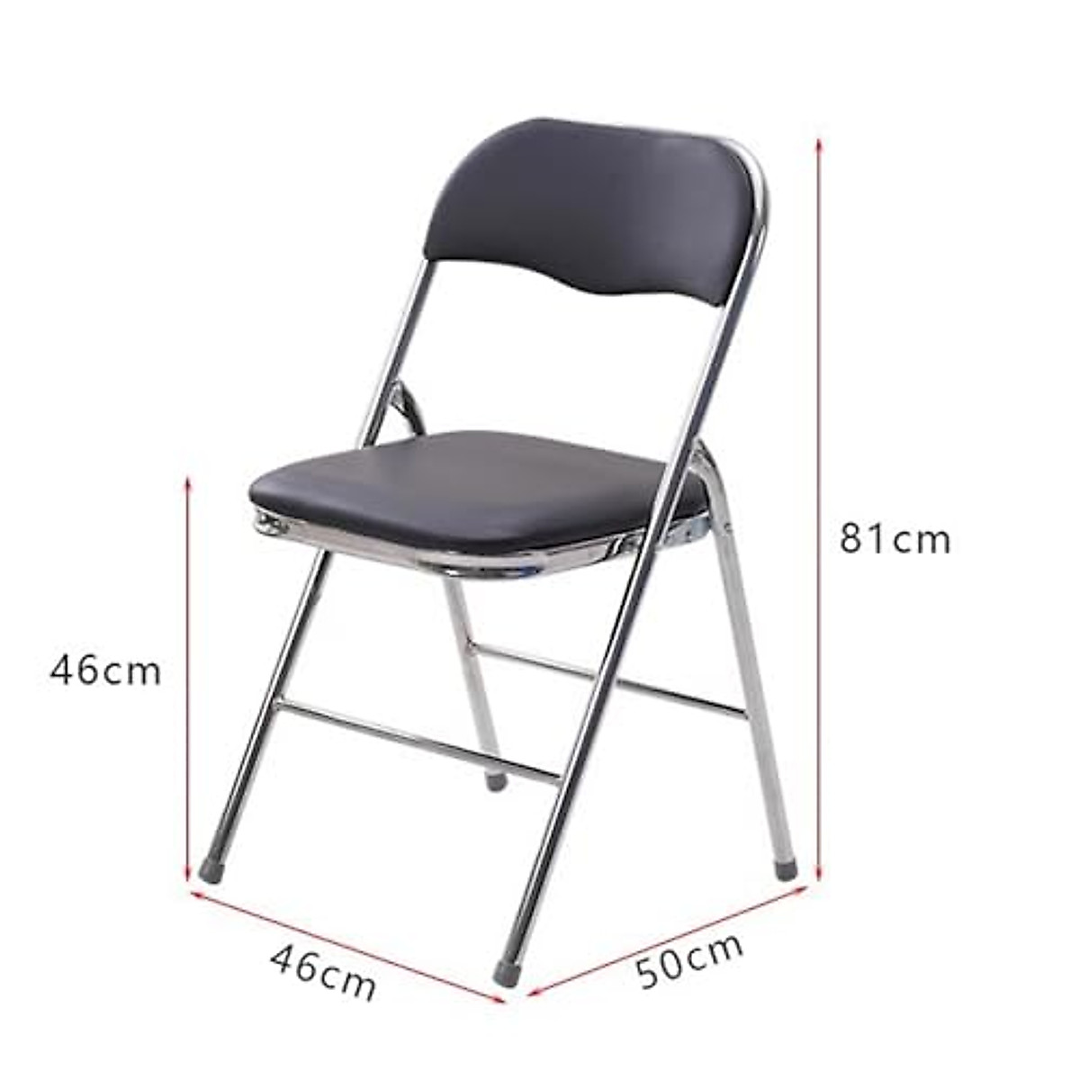 EDLE Electroplating Folding Chair,Home Reclining Chair,Dining Chair,Office Conference Chair,for Home,Office (Color : Black)
