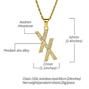 Eczixnczo Hip Hop Iced-Out XX Pendant Necklace for Rapper CZ Fully Bubble Broken Heart Pendant Necklace Chain for Men Women Fashion Jewelry11