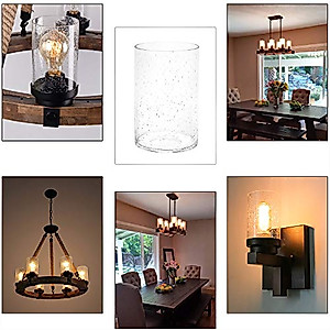 Voguad Seeded Glass Lamp Shade 3 Pack, Clear Cylinder Glass Shade for Light Fixture Replacement Globe for Pendant Light Wall Sconce Chandelier, 1 5/8 inch Fitter