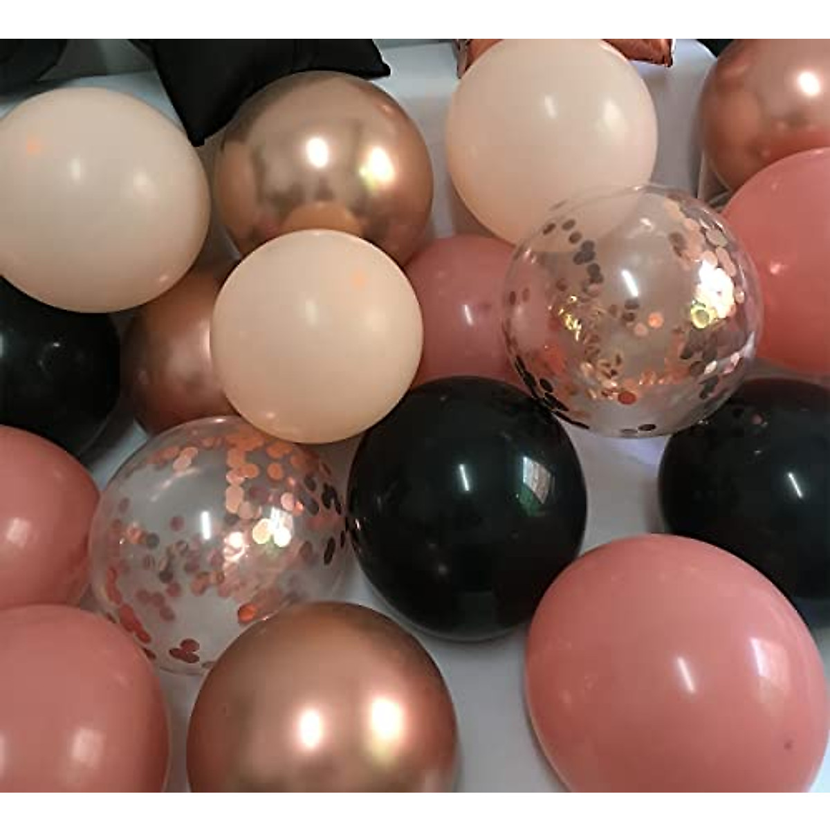 Black Rose gold Balloons- Dusty Pastel Pink and Black Balloons 12inch for Birthday Graduation Wedding Bridal Shower Anniversary Party Decorations (Black + Retro Pink + Gold)