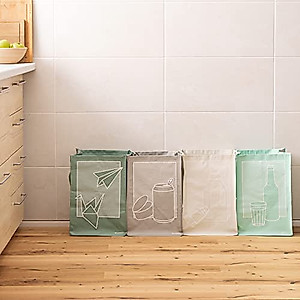 Navaris Recycle Bag Set (4 Pieces) - Reusable Recycling Bags to Separate Paper, Plastic, Glass, Metal - Recycling Bins Sorter Bin Kitchen Organizer