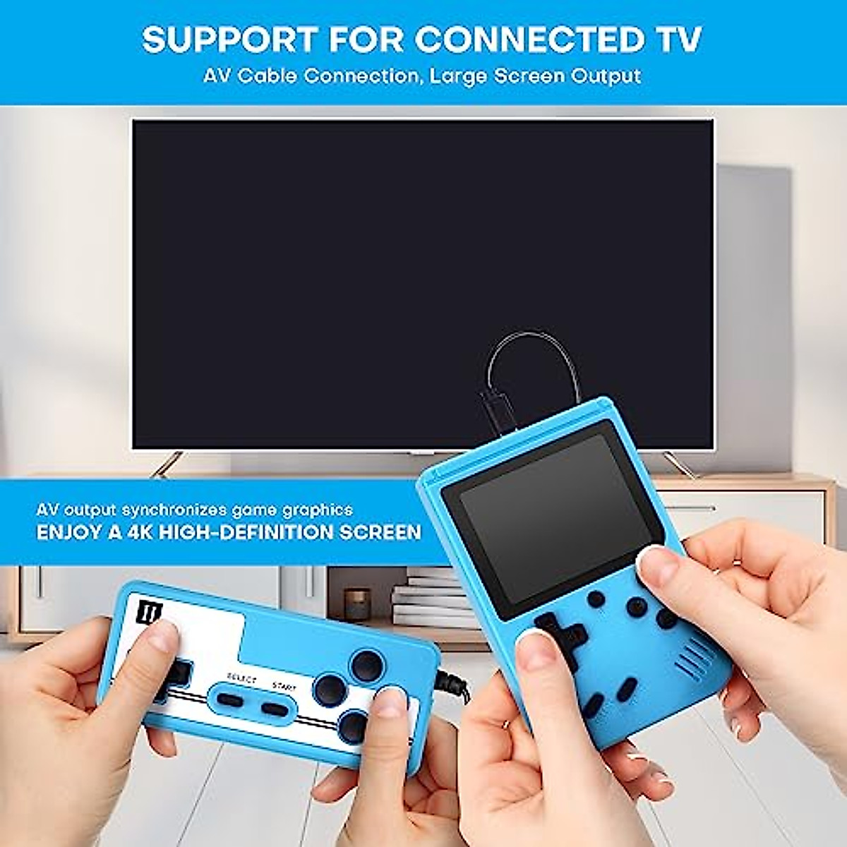 Retro Handheld Game Console,Handheld Game Console， 400+ Classical FC Games,Portable Gaming Kids Electronics with Color case Mini Video Games Gameboy Support Connecting TV & 2 Players(Blue 400)