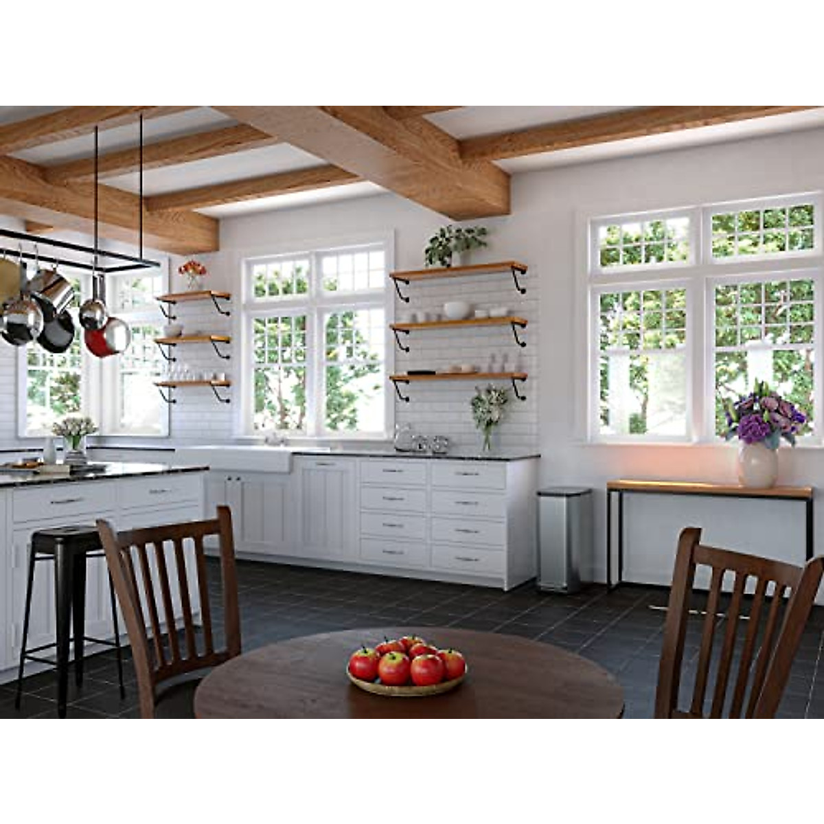 Home Zone Living 13 Gallon Slim Kitchen Trash Can with CleanAura Odor Control Pod, Stainless Steel, 50 Liters, Silver