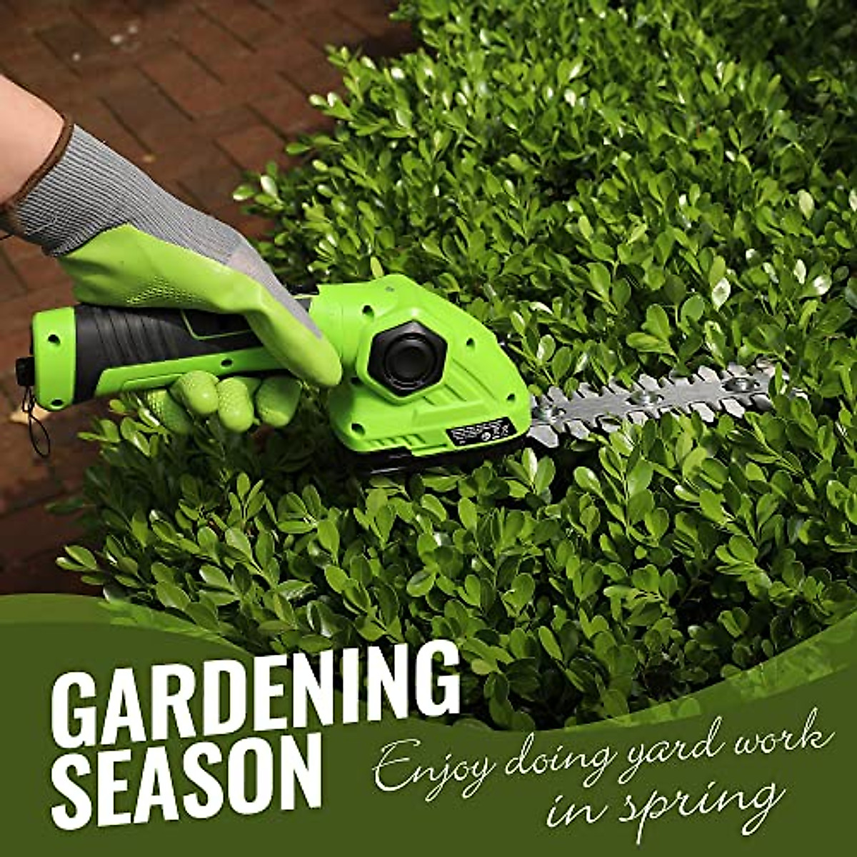 WORKPRO Cordless Grass Shear & Shrubbery Trimmer - 2 in 1 Handheld Hedge Trimmer 7.2V Electric Grass Trimmer Hedge Shears/Grass Cutter 2.0Ah Rechargeable Lithium-Ion Battery and USB Cable Included
