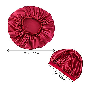 2 PCS Satin Silk Bonnet Sleep Cap Extra Large Jumbo Day and Night Cap Hat Salon Bonnet Head Hair Covers Chemo Caps with Elastic Wide Band for Black Women Long Curly Natural Hair Braids