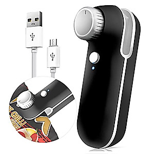 Mini Bag Sealer, 2 in 1 Bag Sealer Heat Seal Rechargeable and Cutter, Mini Chip Bag Sealer Heat Seal with Soft Magnetic -Black